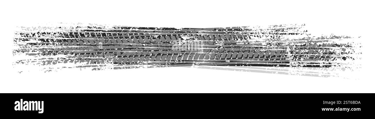 Grunge tire tracks with mud splatters, dirty wheel braking marks. Truck ...