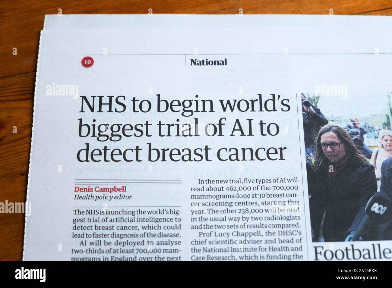 'NHS to begin world's biggest trial of AI to detect breast cancer' Guardian newspaper headline ...