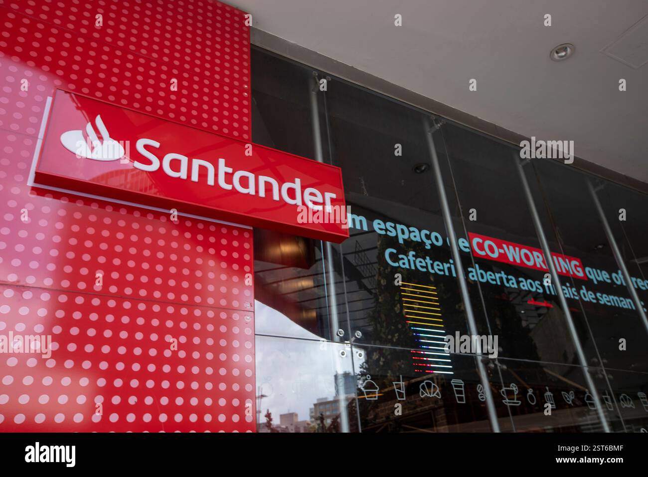 Sao Paulo, Brazil - december 29 2019 - Logo of Santander, a Spanish ...