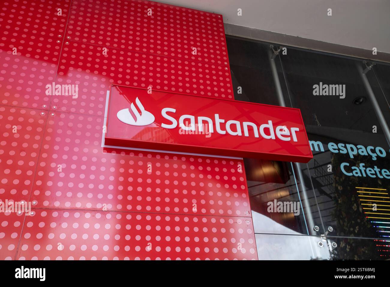 Sao Paulo, Brazil - december 29 2019 - Logo of Santander, a Spanish ...