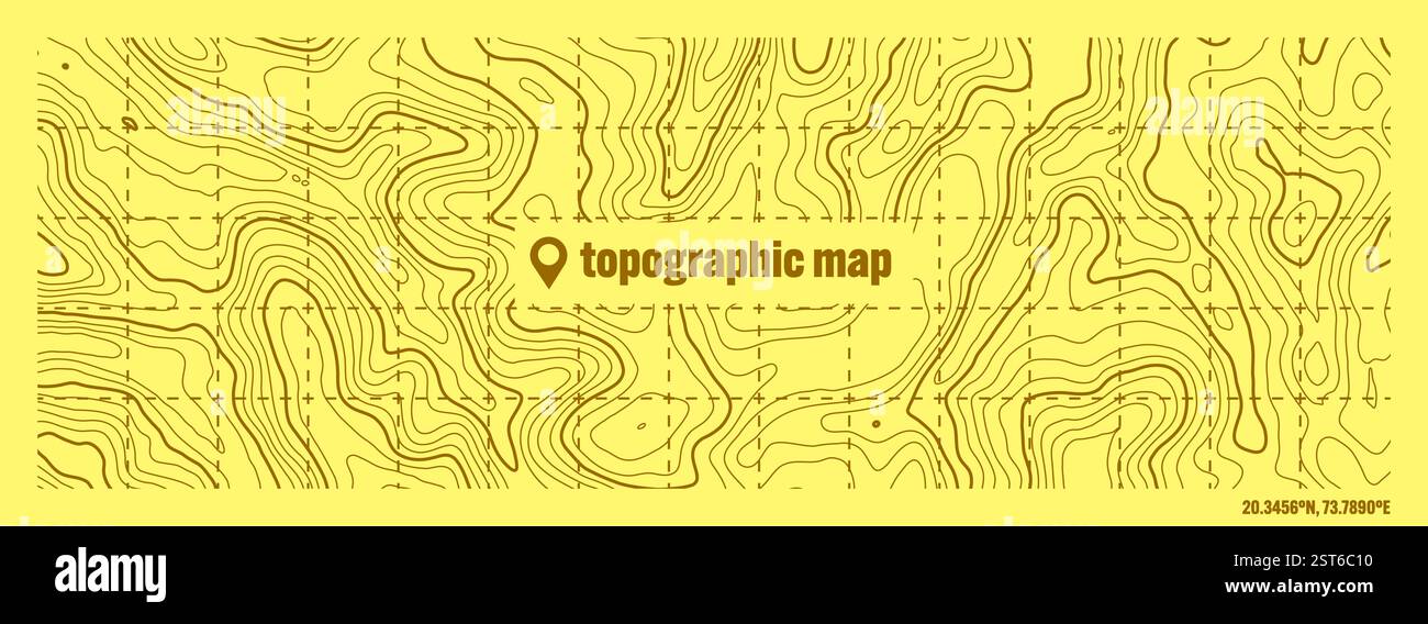 Colorful topographic map with contour lines. Geographic terrain grid ...