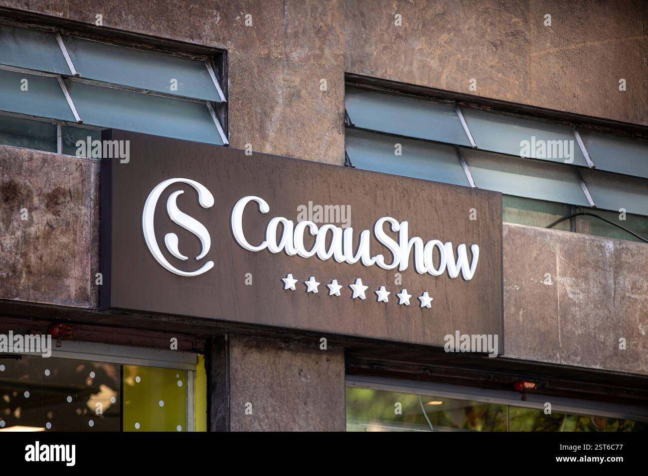 Sao Paulo, Brazil - May 03, 2021 - Cacau Show logo on the store facade ...