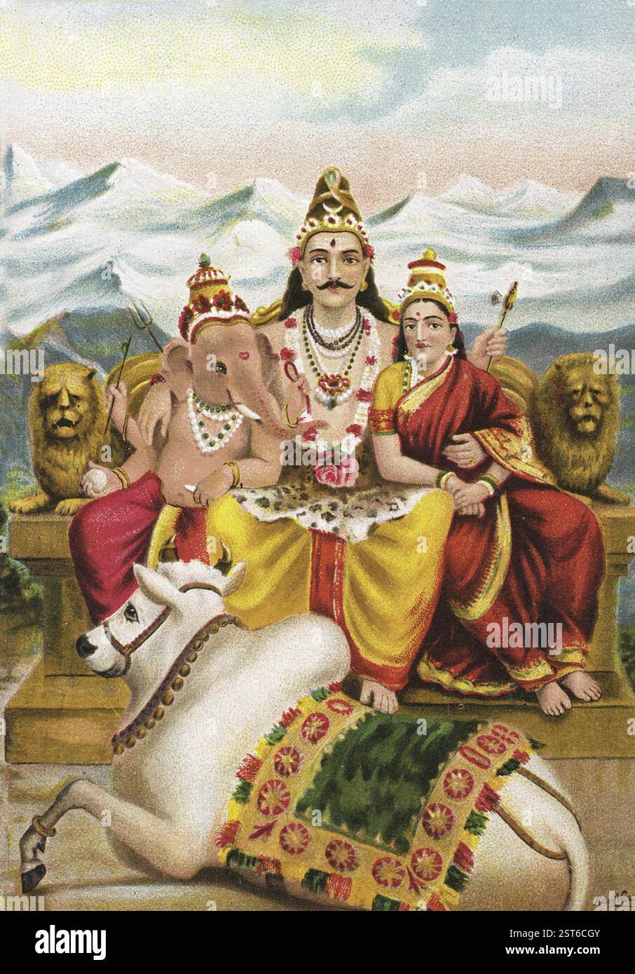 Lord Shankar (Shiva) with his son Ganesh and wife Parvati with his ...
