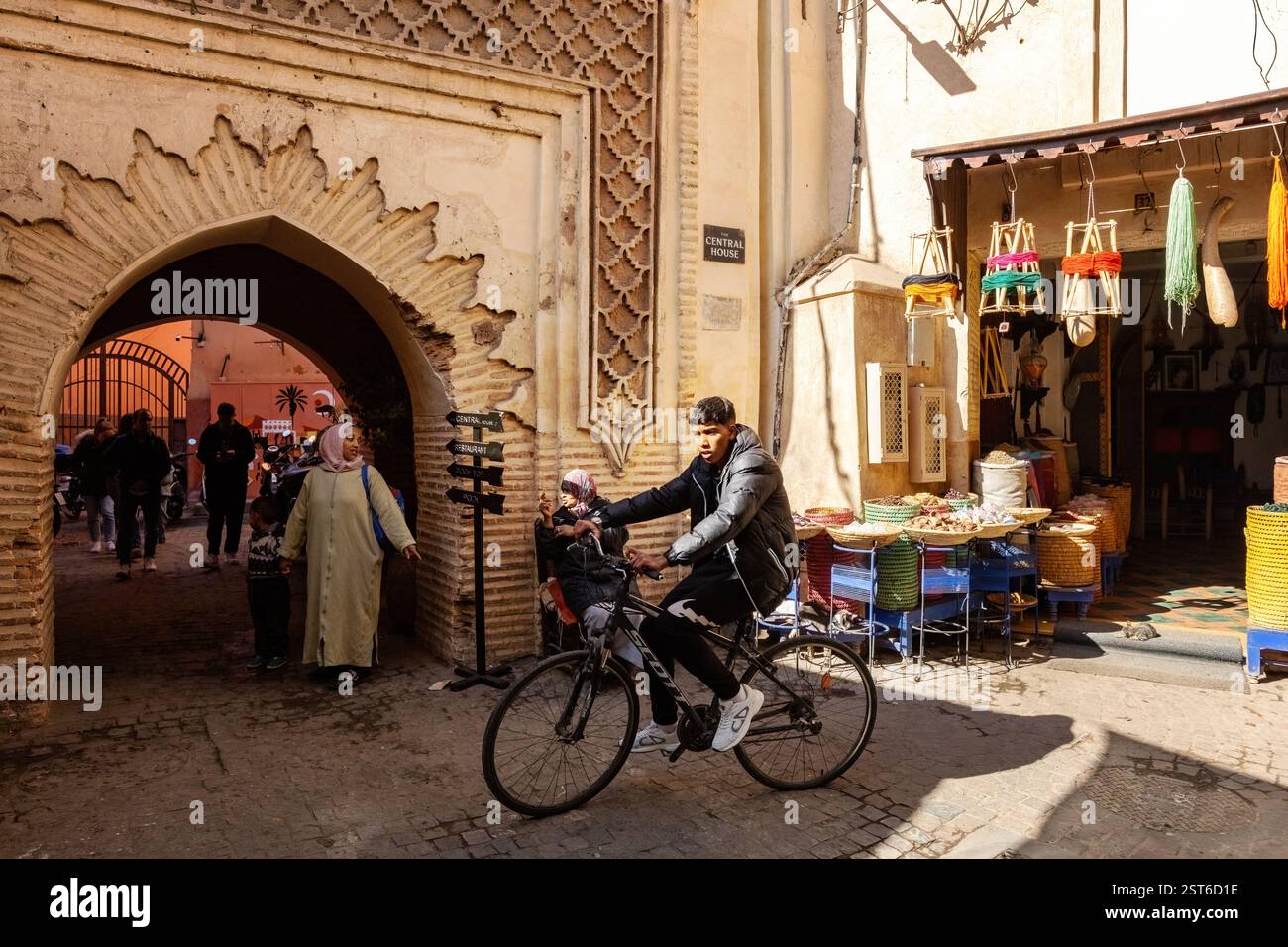 Old town Medina in Marrakesh old wall and arch way in the traditional ...