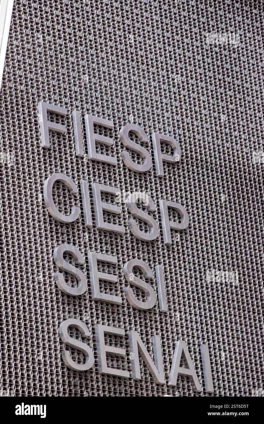 Sao Paulo, Brazil - december 29 2019 - Logo of fiesp, ciesp, sesi, senai on facade of building ...