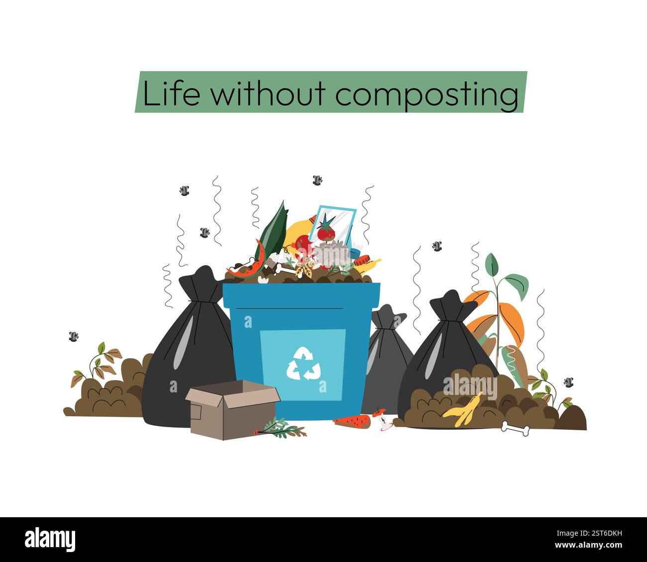 Life Without Composting Vector Illustration Waste Overflow ...