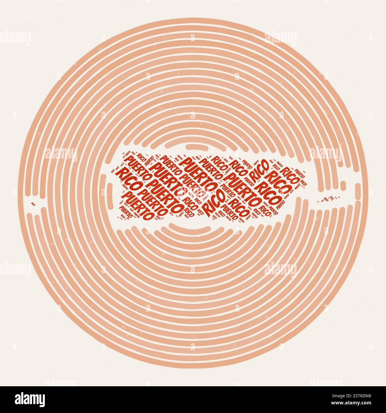 Puerto Rico round poster. Typography style image of country. Regions ...