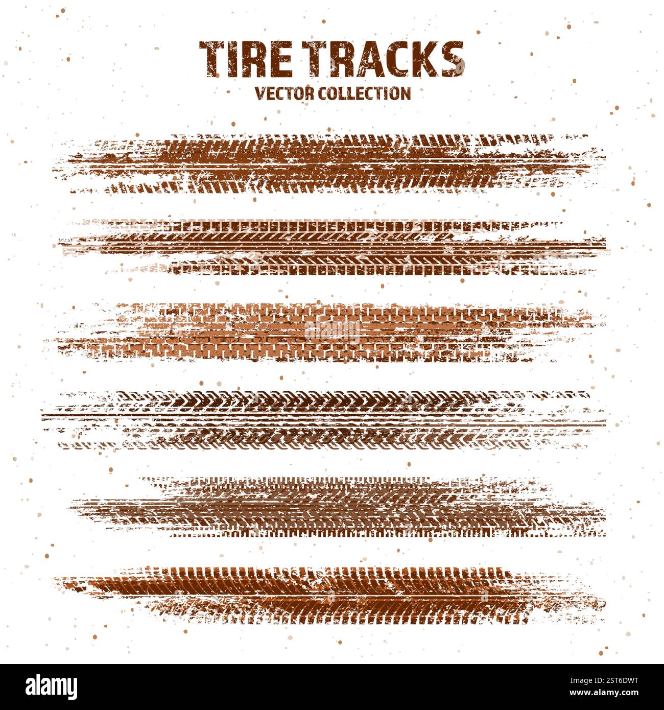 Grunge tire tracks with mud splatters, dirty wheel braking marks. Truck ...