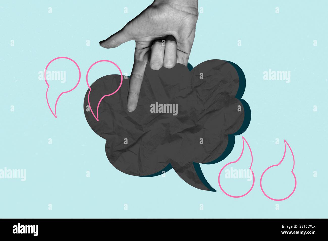 Exclusive art banner collage of hand show index finger point cloud ...