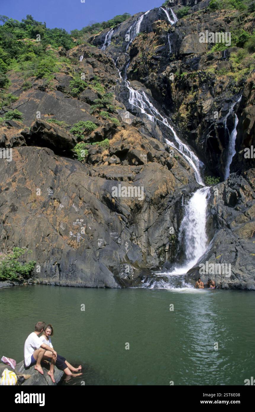 Dudhsagar waterfalls, goa, india Stock Photo - Alamy