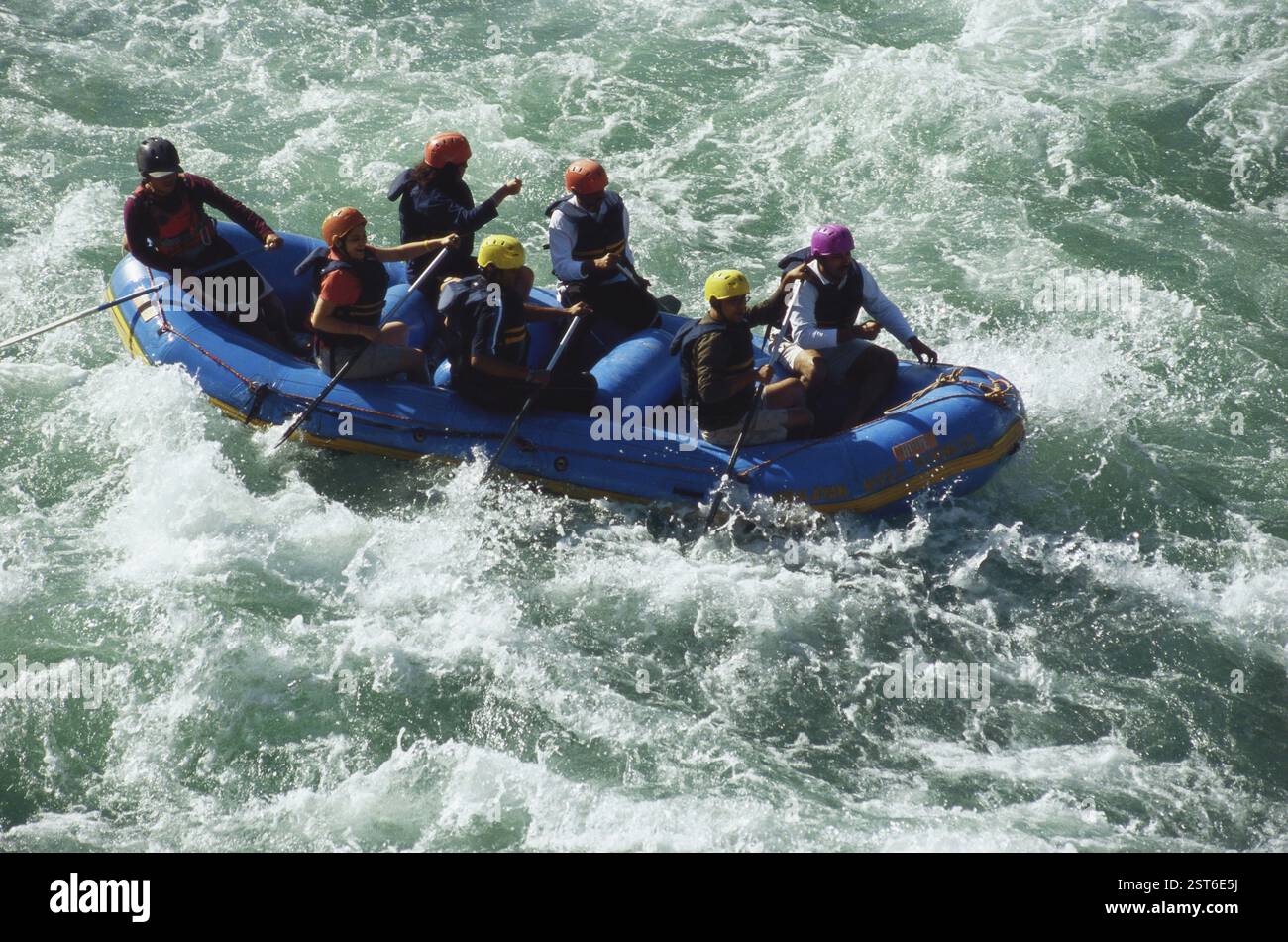 Rafting, rafters in paddleboat, Rishikesh, Uttaranchal, India, Asia ...