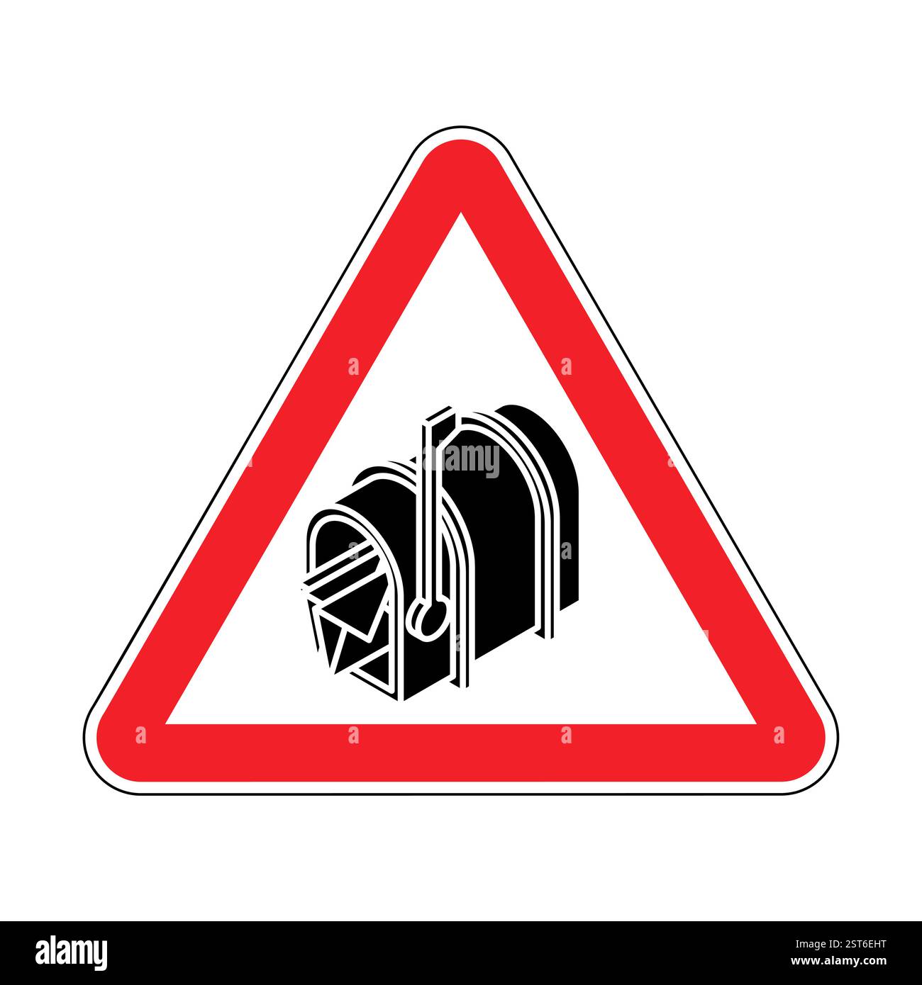Attention Mailbox. Triangular red road sign. Caution letter box symbol ...