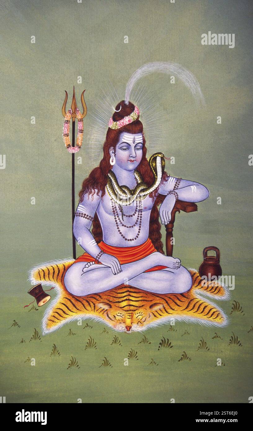 God Shiva miniature painting on paper Stock Photo - Alamy