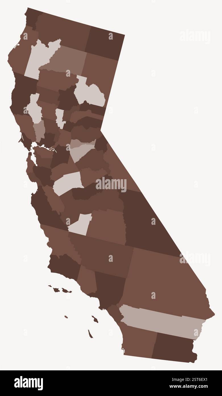 Map of California with counties. Just a simple state border map with ...