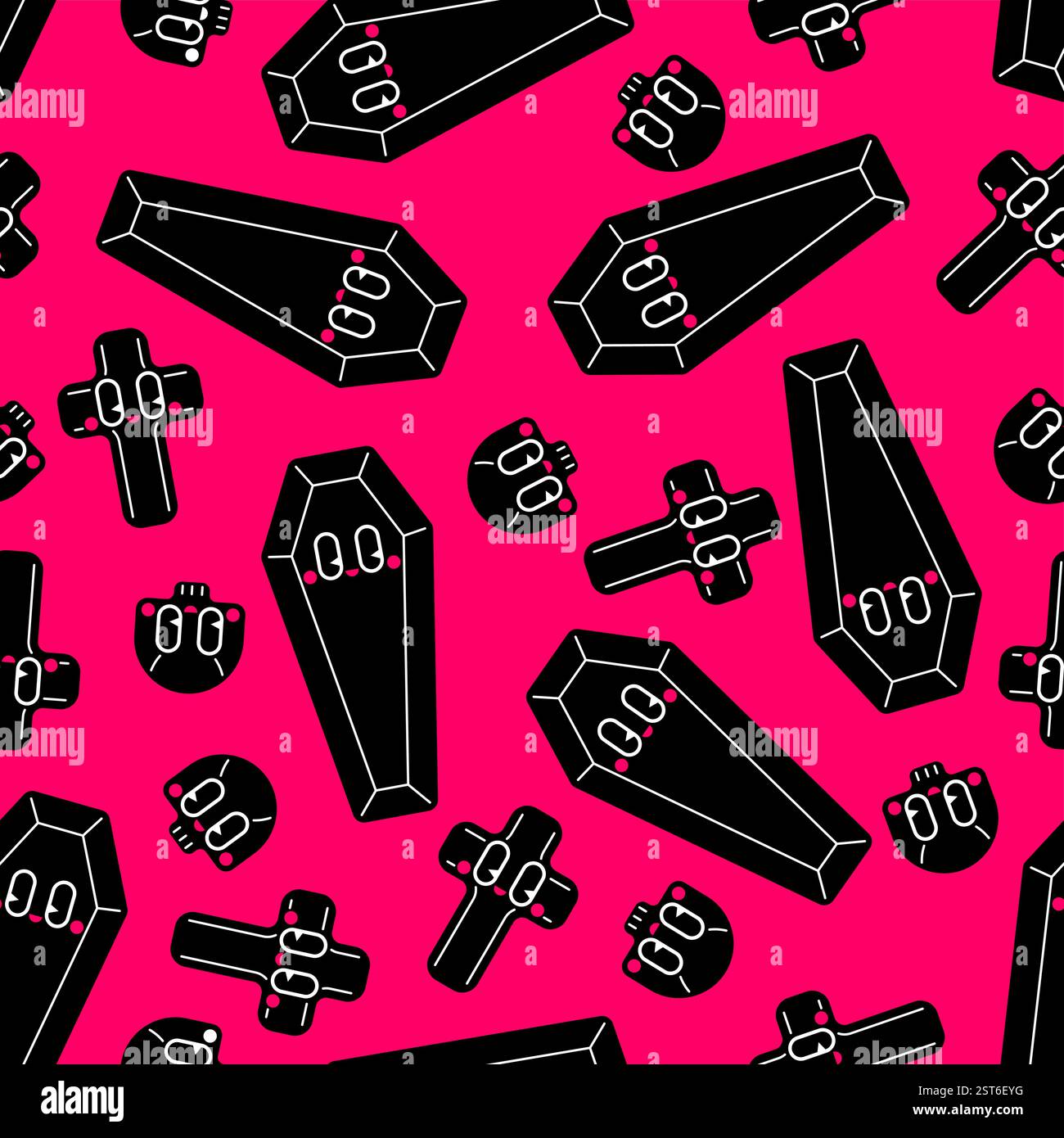 Cute Coffin and pretty cross pattern. Cemetery background Stock Vector ...