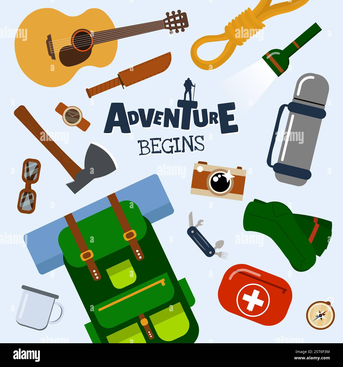 Survival gear backpack Stock Vector Images - Alamy