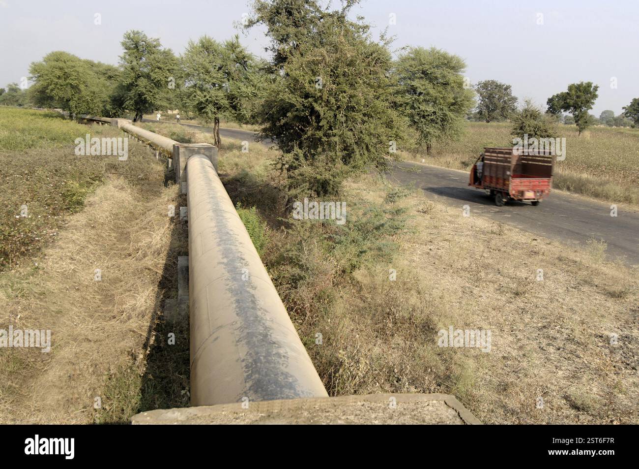 Water pipeline through village, Akola, Akot, Maharashtra, India, Asia ...