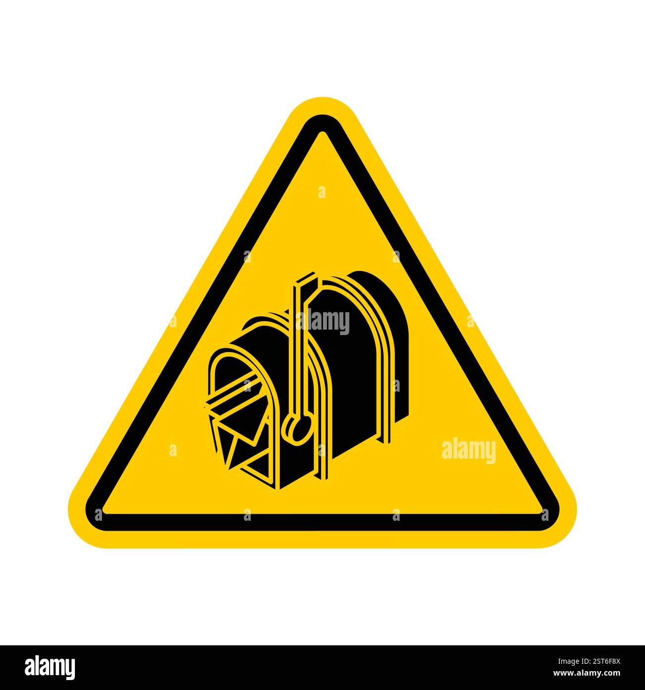Attention Mailbox. Triangular yellow road sign. Caution letter box ...