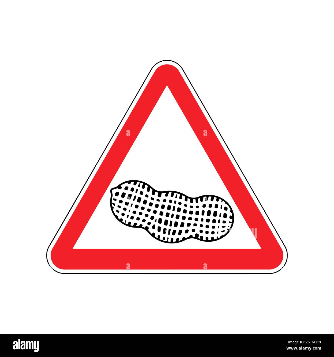 Attention Peanut. Triangular red road sign. Caution groundnut symbol ...