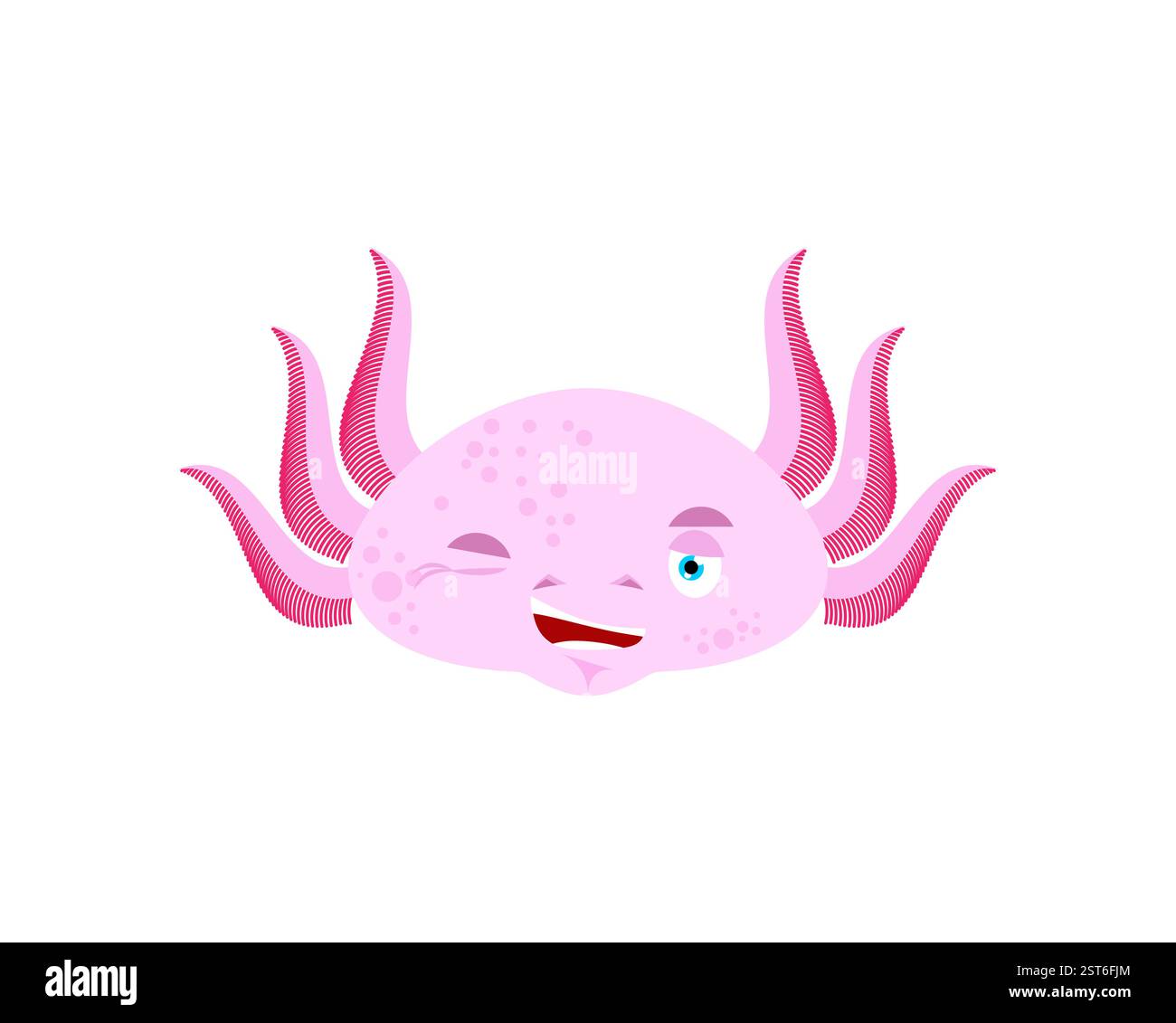 Axolotl winks emoji avatar. Face salamander happy emotion Stock Vector ...