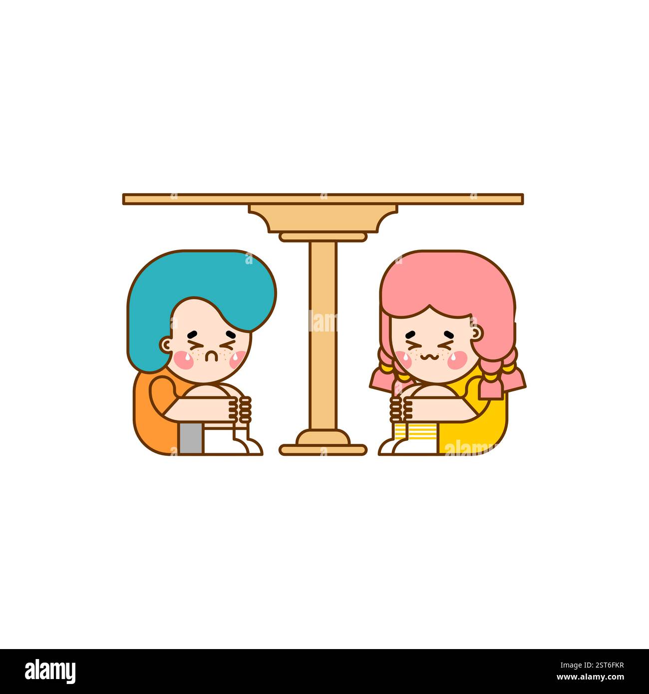 Children sitting table in Stock Vector Images - Alamy