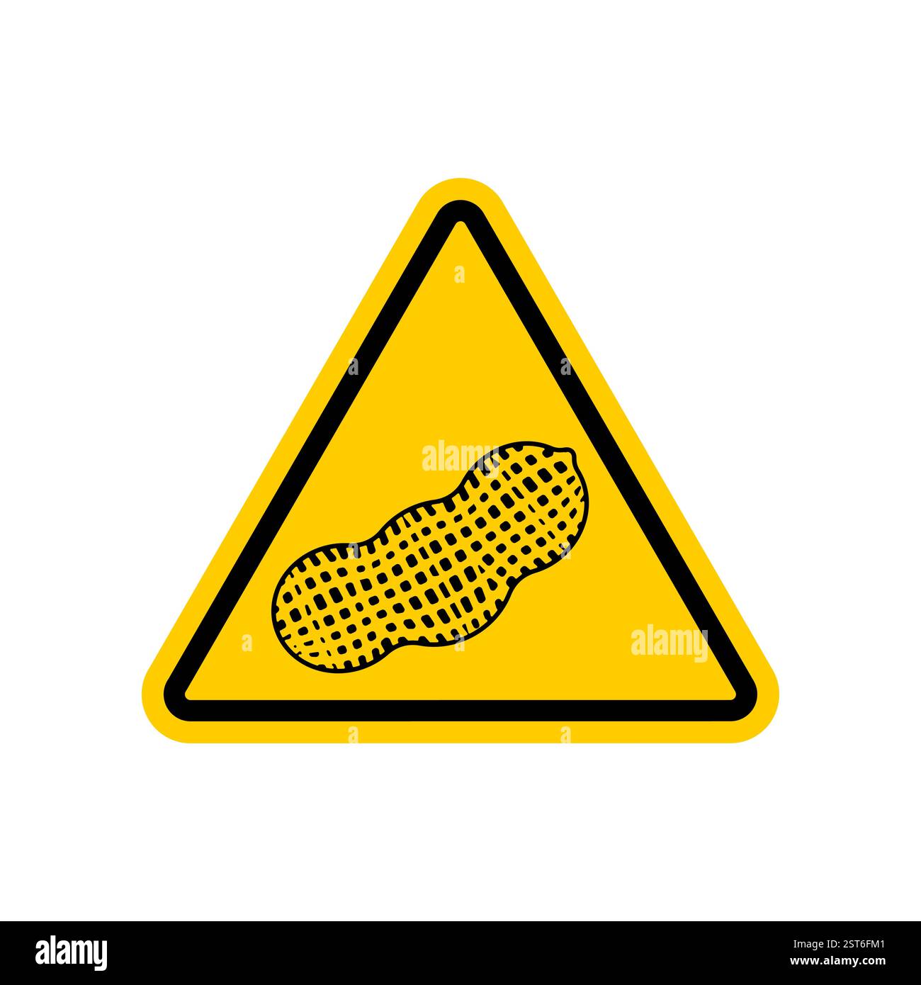 Attention Peanut. Triangular yellow road sign. Caution groundnut symbol ...