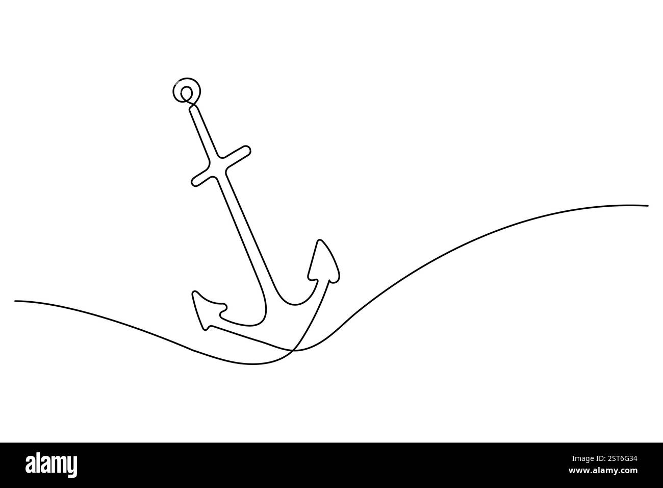 Continuous one-line drawing of beautiful Ship Anchor for the company ...
