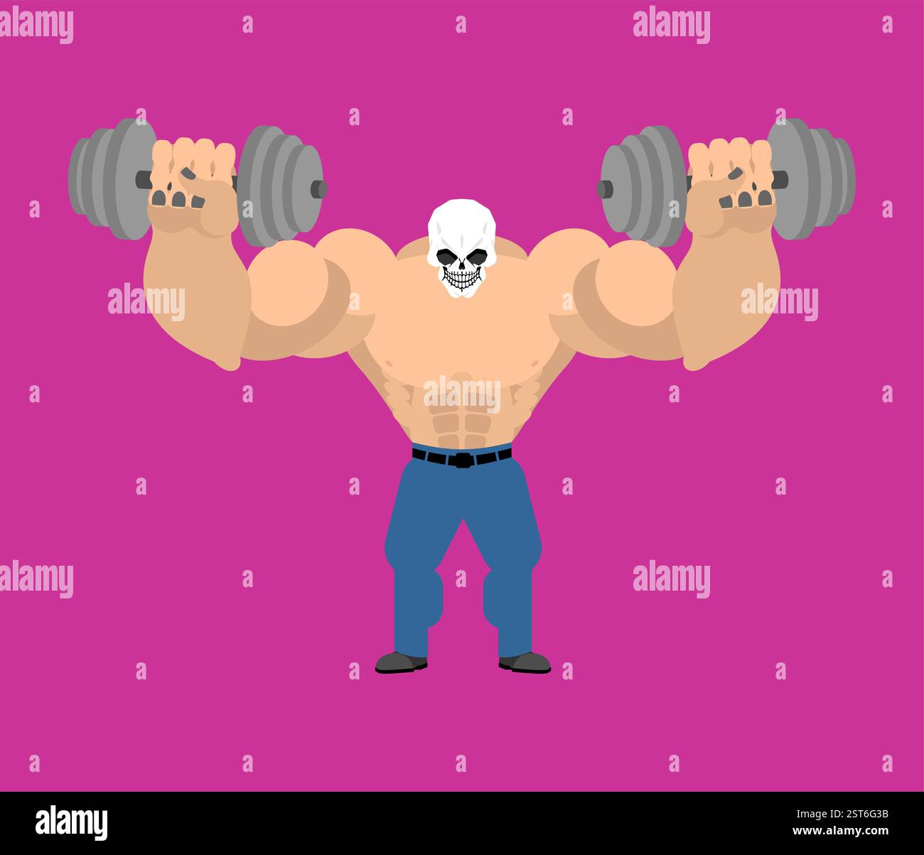 Skull Bodybuilde Strong. skeleton and muscles. Powerful skeleton Stock ...