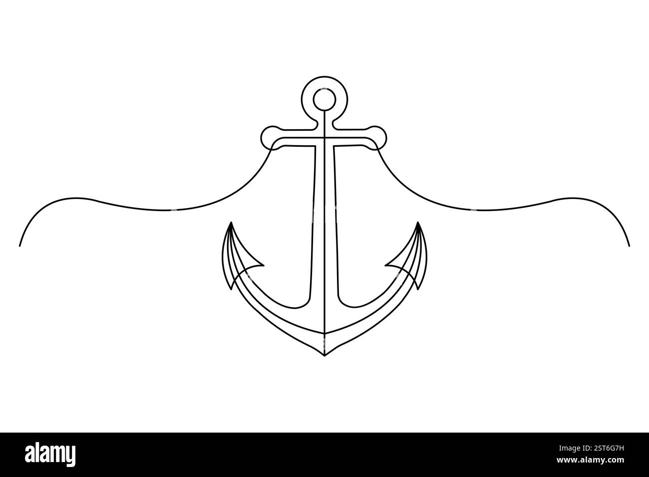 Continuous one-line drawing of beautiful Ship Anchor for the company ...
