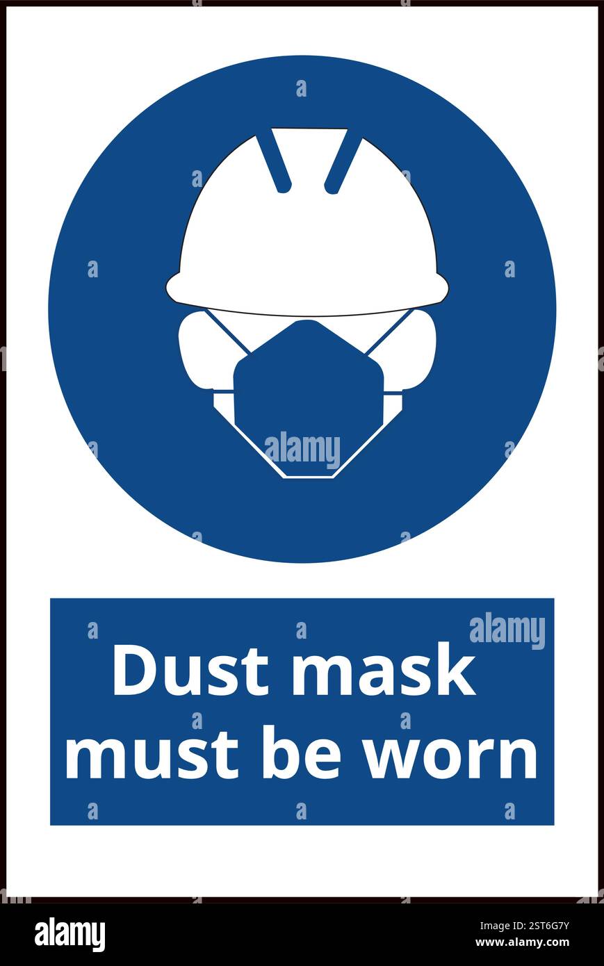 Blue and white dust mask must be worn sign on a white background Stock ...