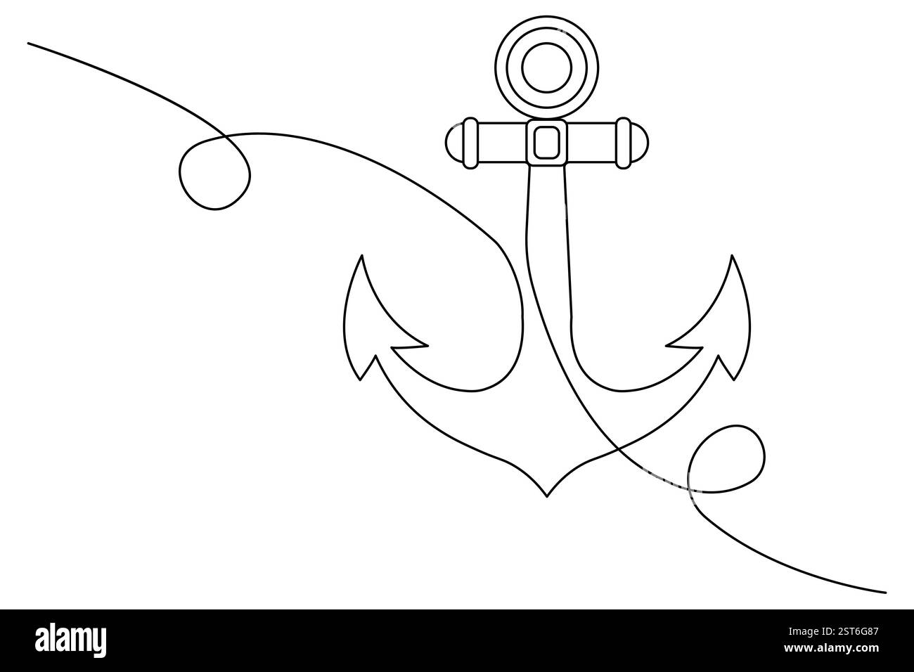 Continuous one-line drawing of beautiful Ship Anchor for the company ...