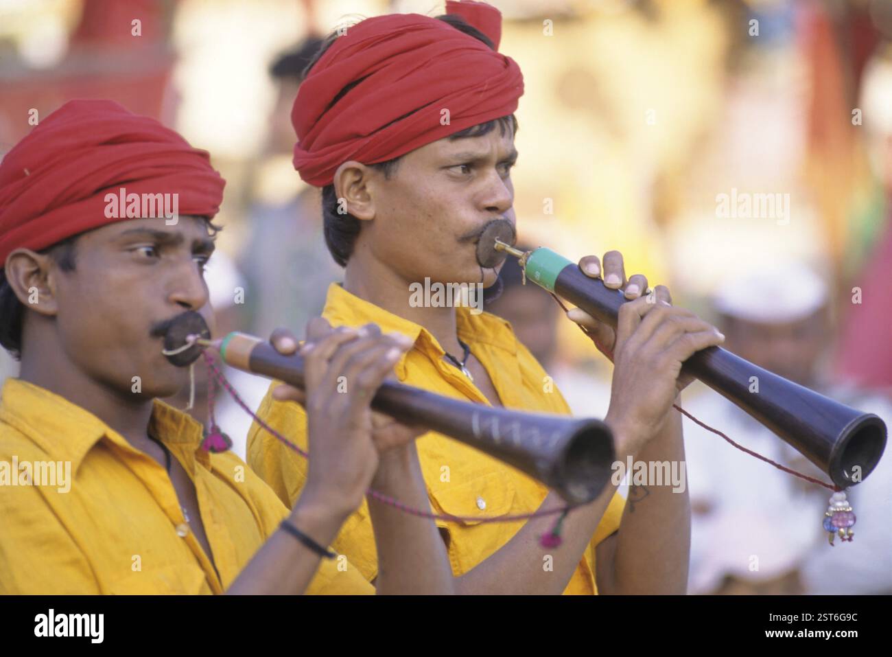 Men playing Shehnai musical instrument, lok utsav, bombay mumbai ...