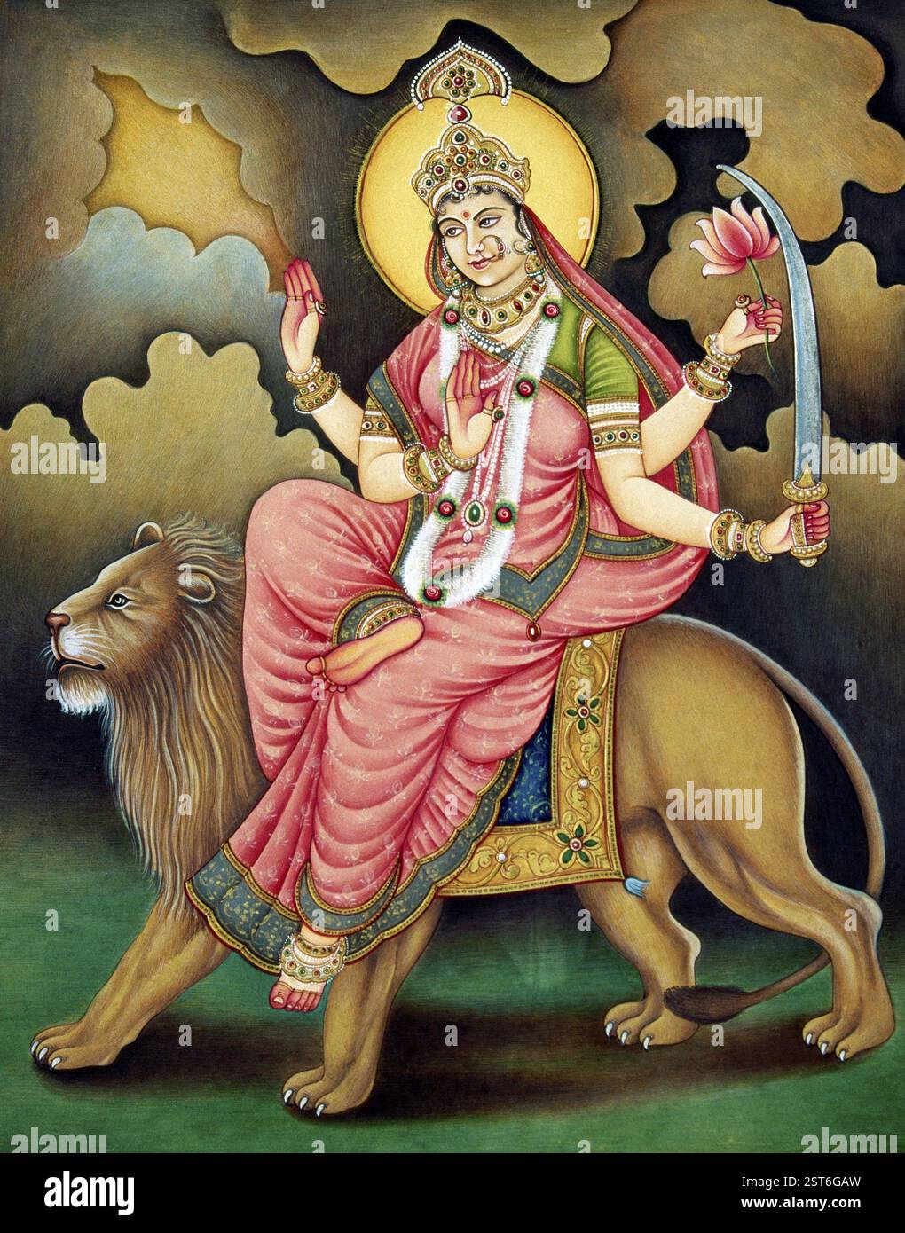 Goddess Durga Miniature Painting on Paper Stock Photo - Alamy