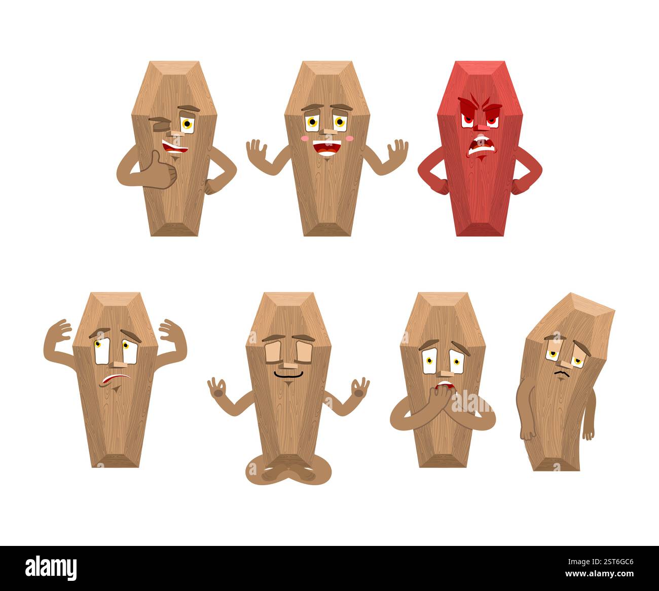 Coffin set emoji avatar. sad and angry face. guilty and sleeping ...