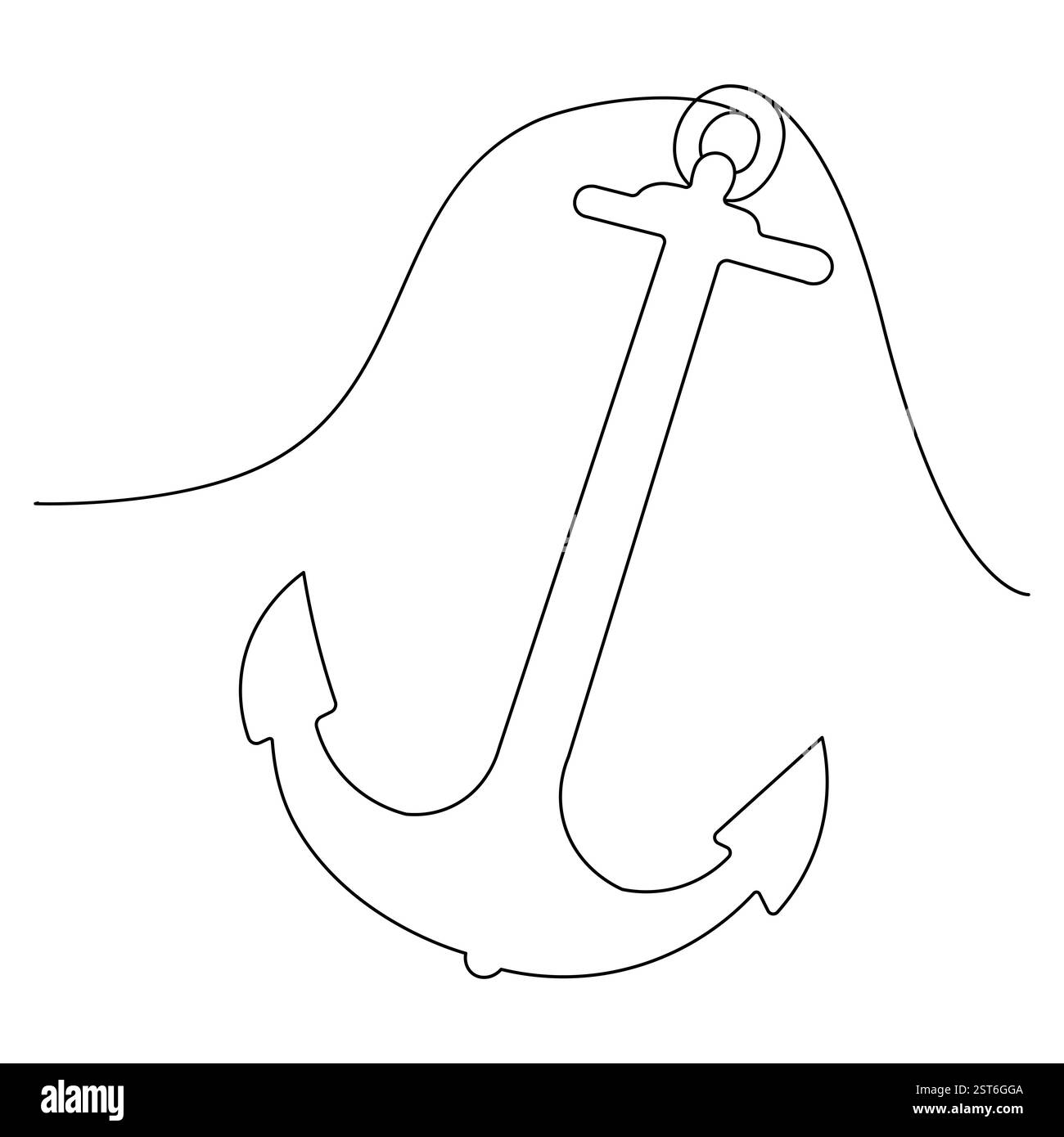 Continuous one-line drawing of beautiful Ship Anchor for the company ...
