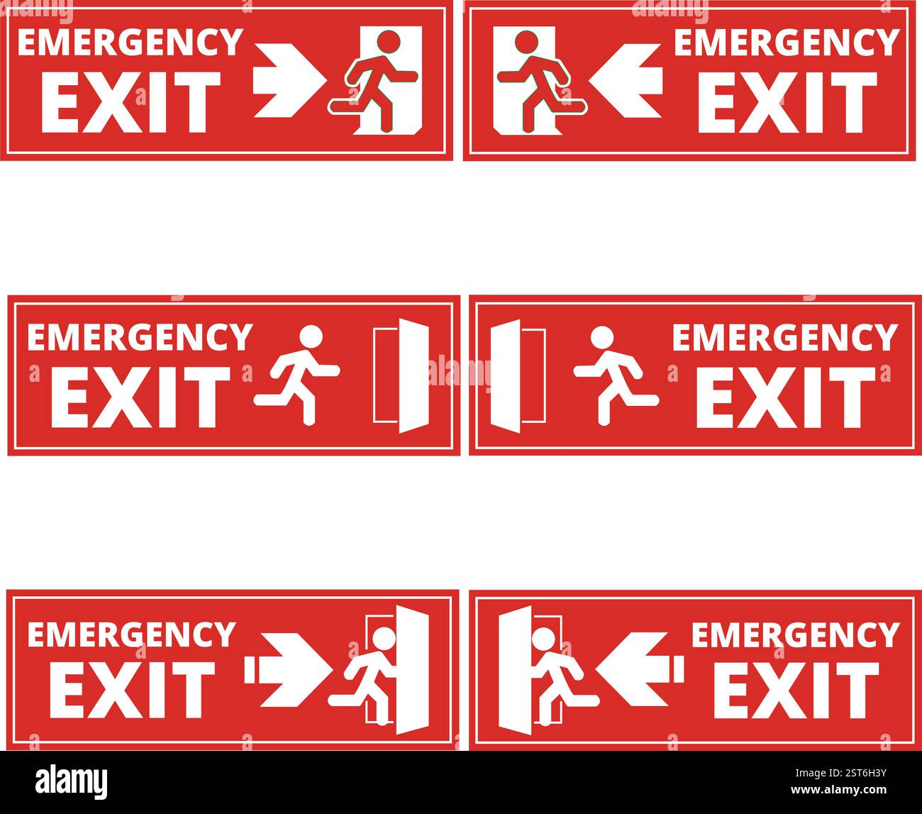 Red emergency exit signs on a white background with copy space Stock ...