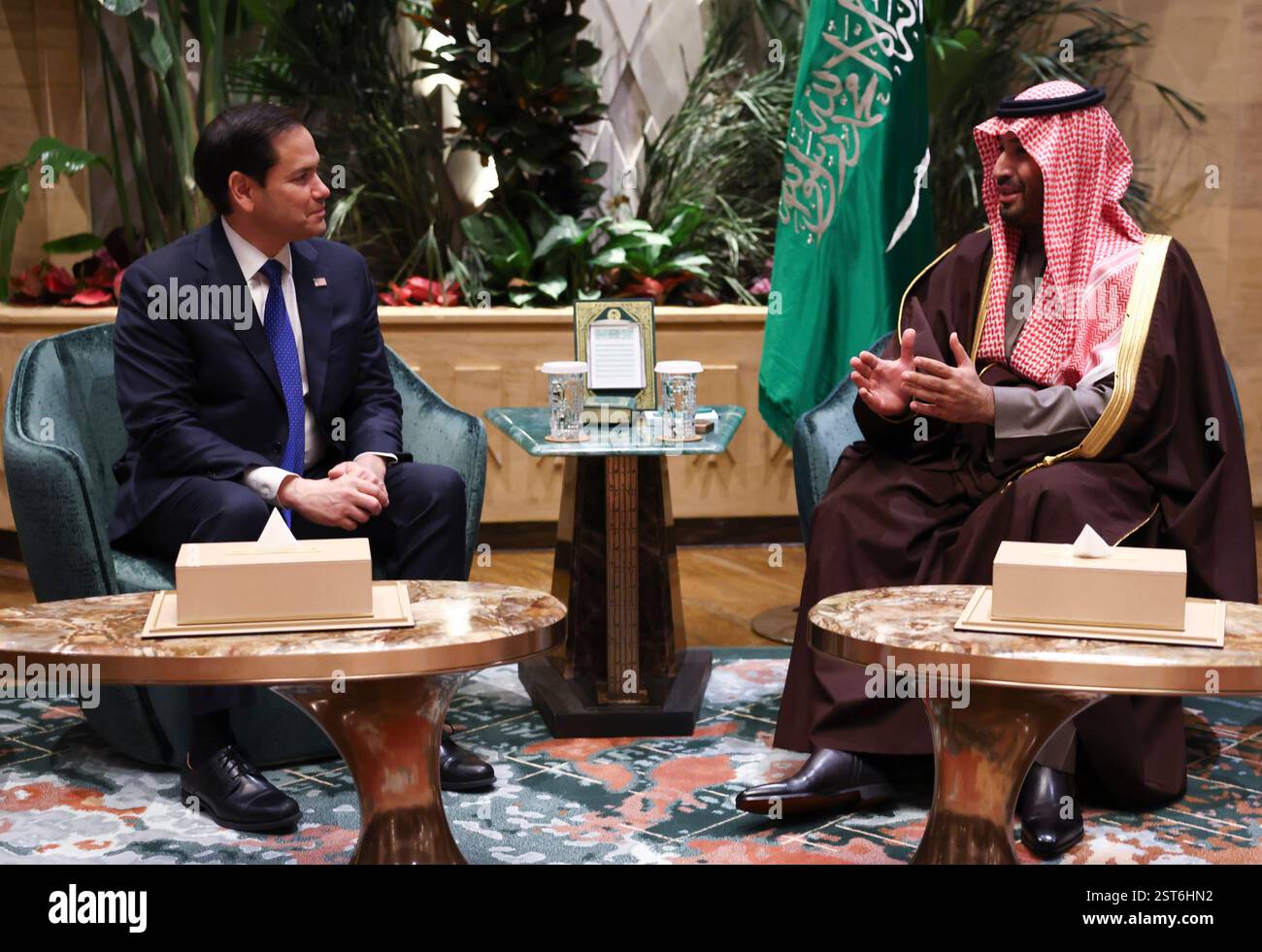 U.S. Secretary of State Marco Rubio, left, meets with Saudi Arabia's ...