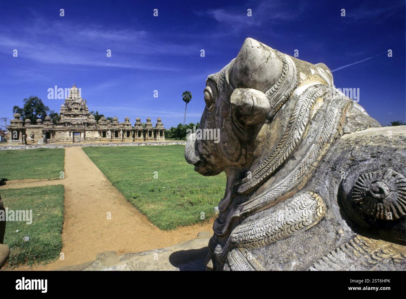 Nandi in front of kailasanathar temple, kanchipuram, tamil nadu, india ...