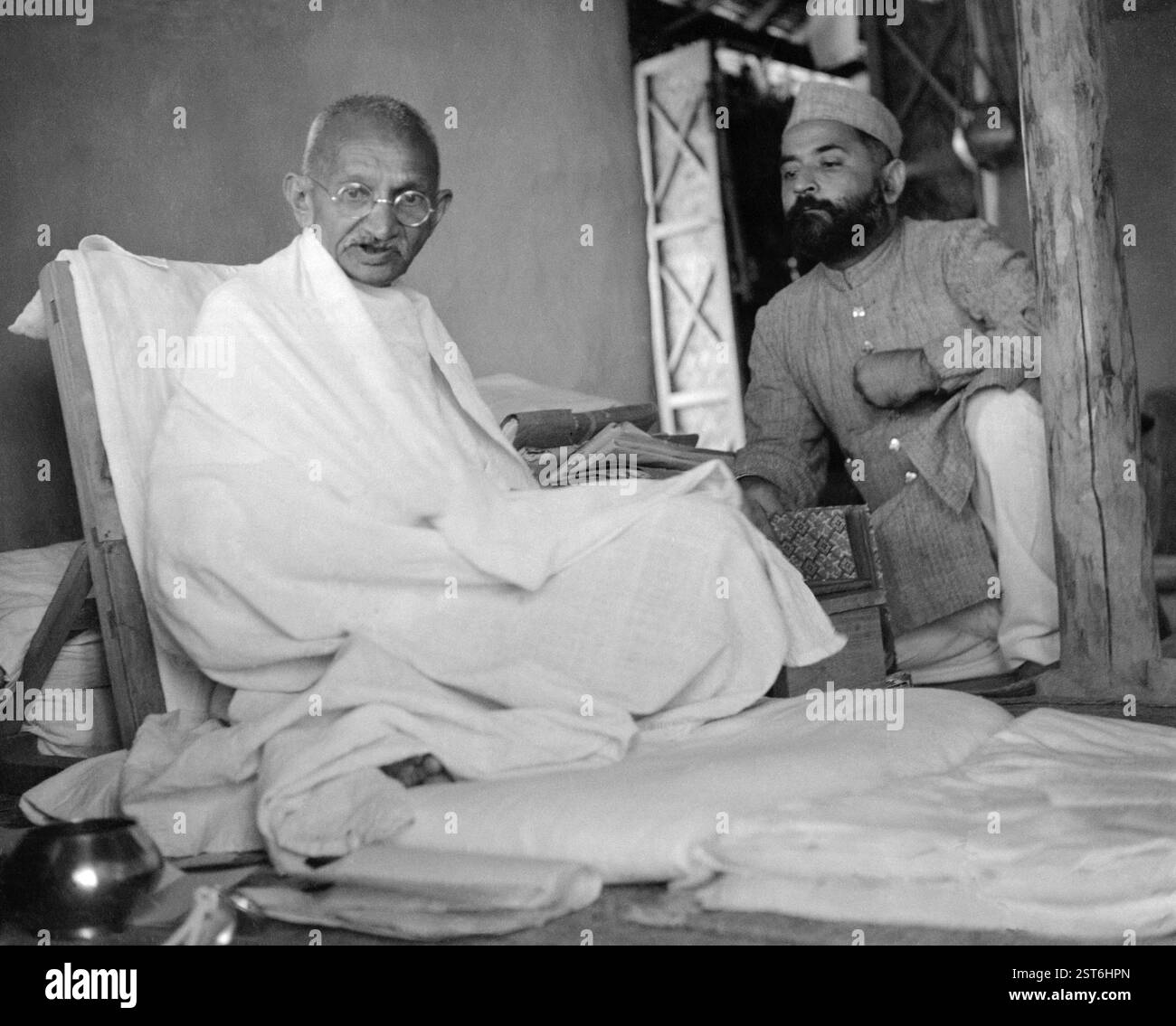Mahatma Gandhi in his hut at Sevagram Ashram, wardha, Maharashtra ...