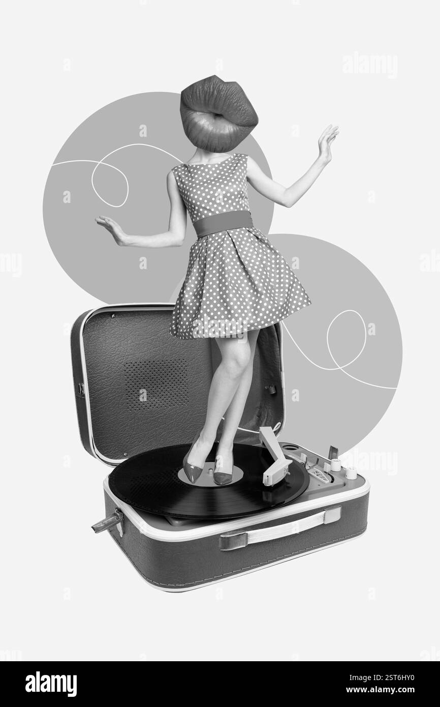 Vertical creative photo 3d collage poster picture artwork of pretty ...