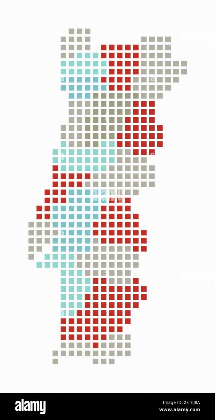 Portugal dotted map. Digital style map of the country on white ...