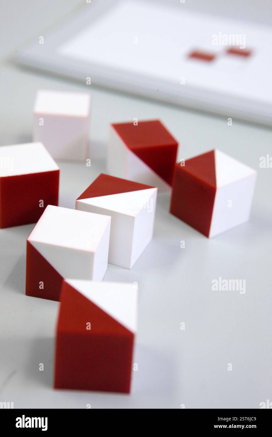White and red blocks for physological test. IQ test Stock Photo - Alamy