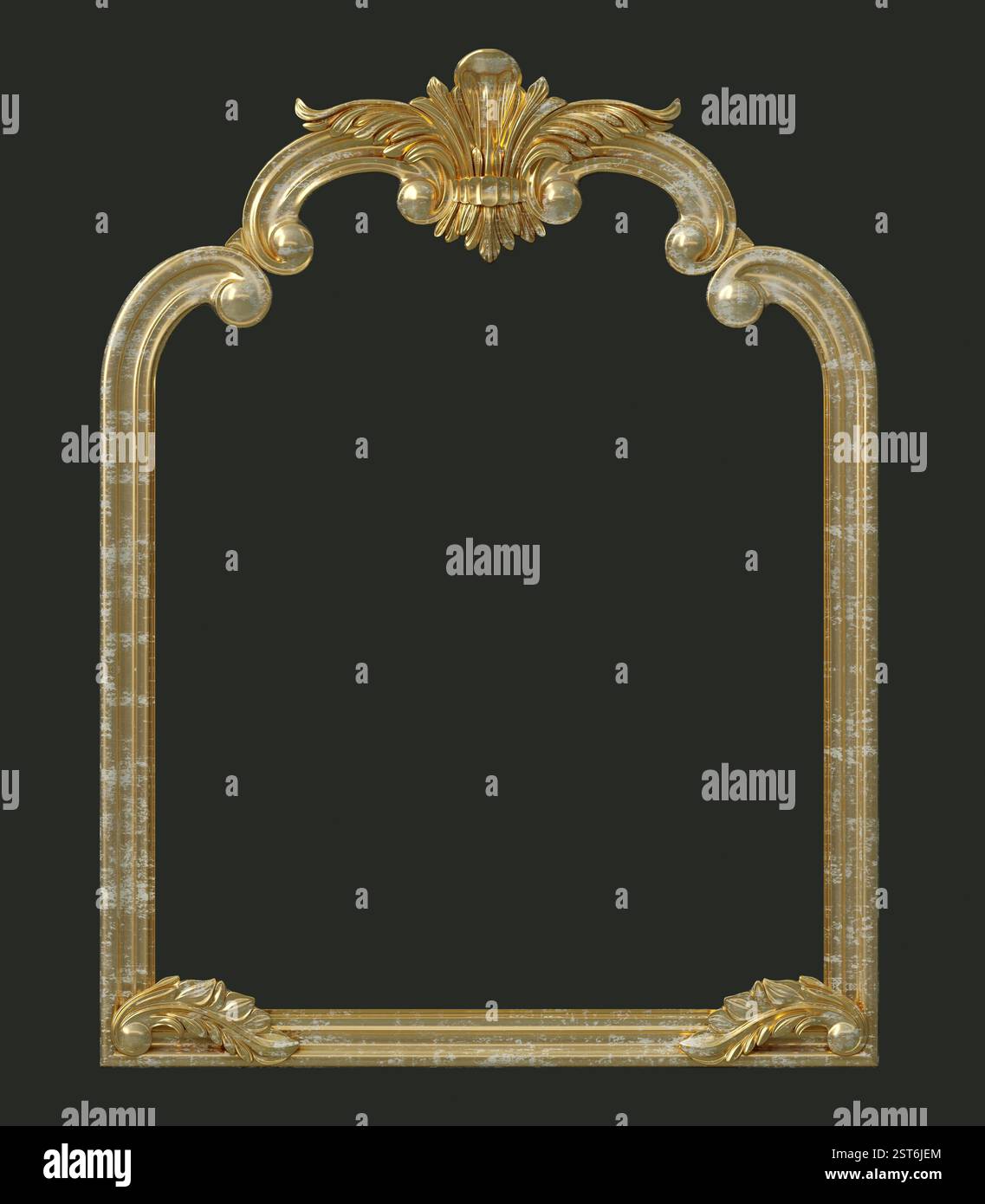 Texture shabby gilded classic arched frame Stock Photo - Alamy
