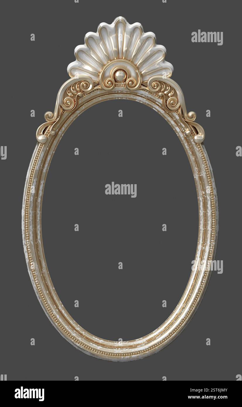 Old shabby gilded oval frame Stock Photo - Alamy