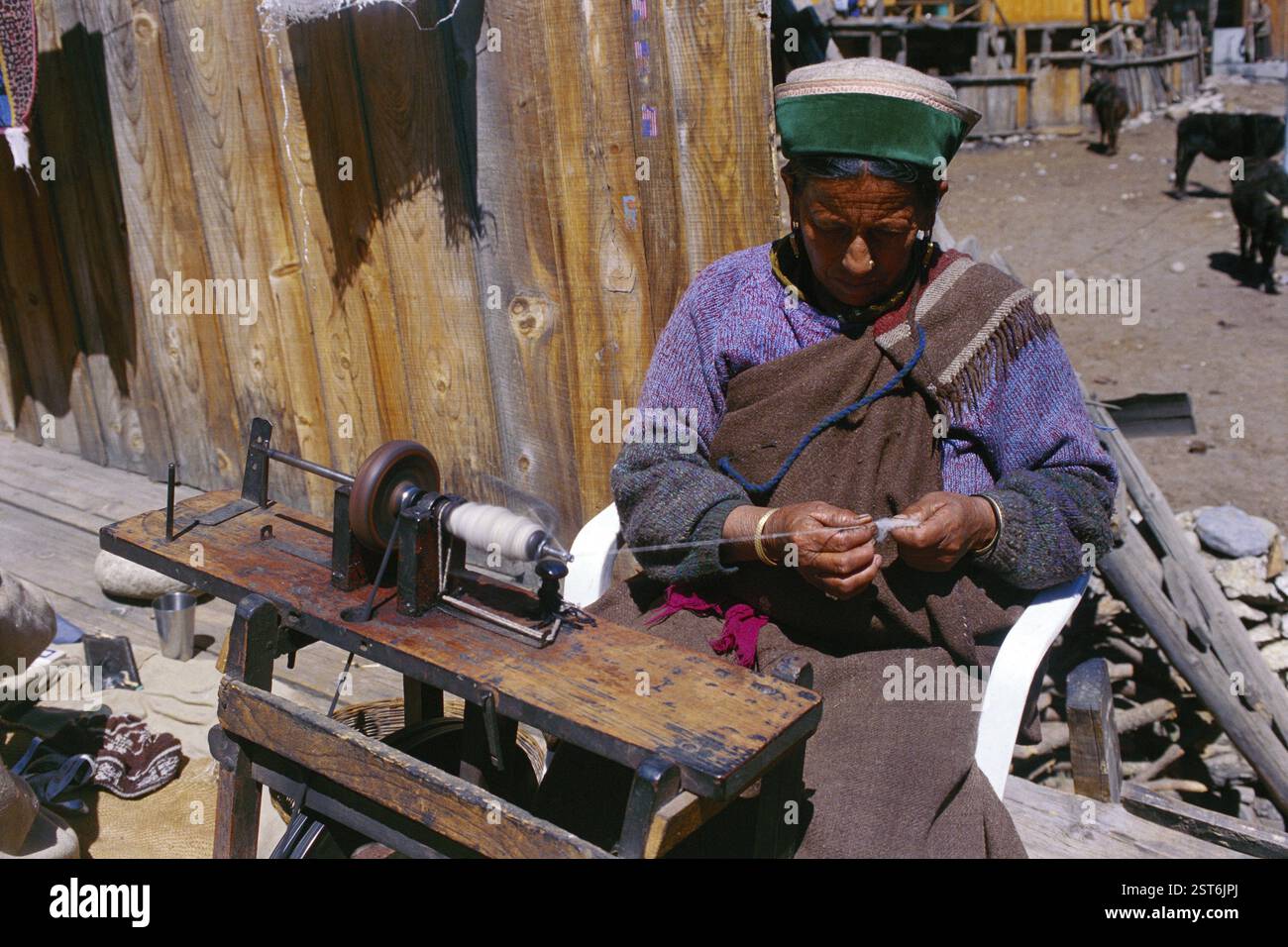 Woman working on sewing machine, himachal pradesh, india Stock Photo ...