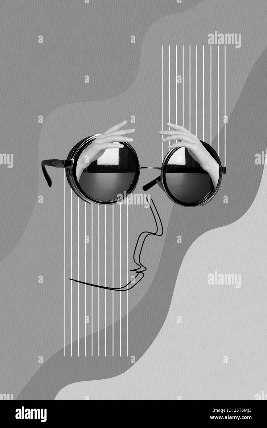 Photo collage artwork minimal picture of face silhouette wear dark ...