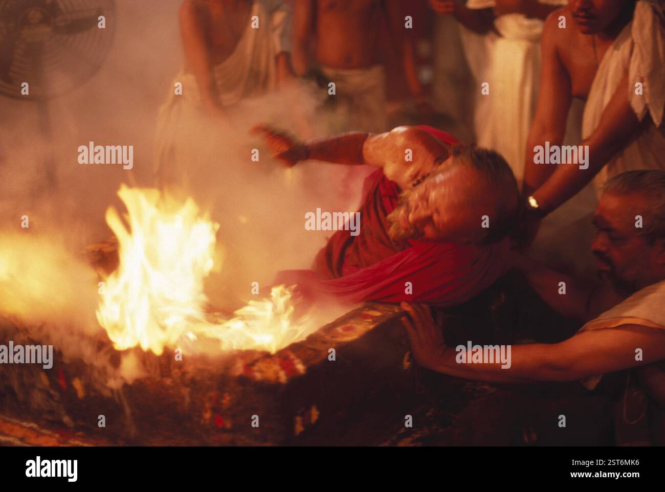 Superstition, fire bath of indian sadhu, india Stock Photo - Alamy