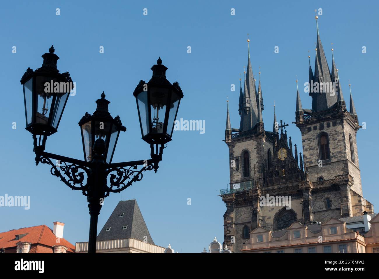 A striking view of European Gothic architecture church with towering ...