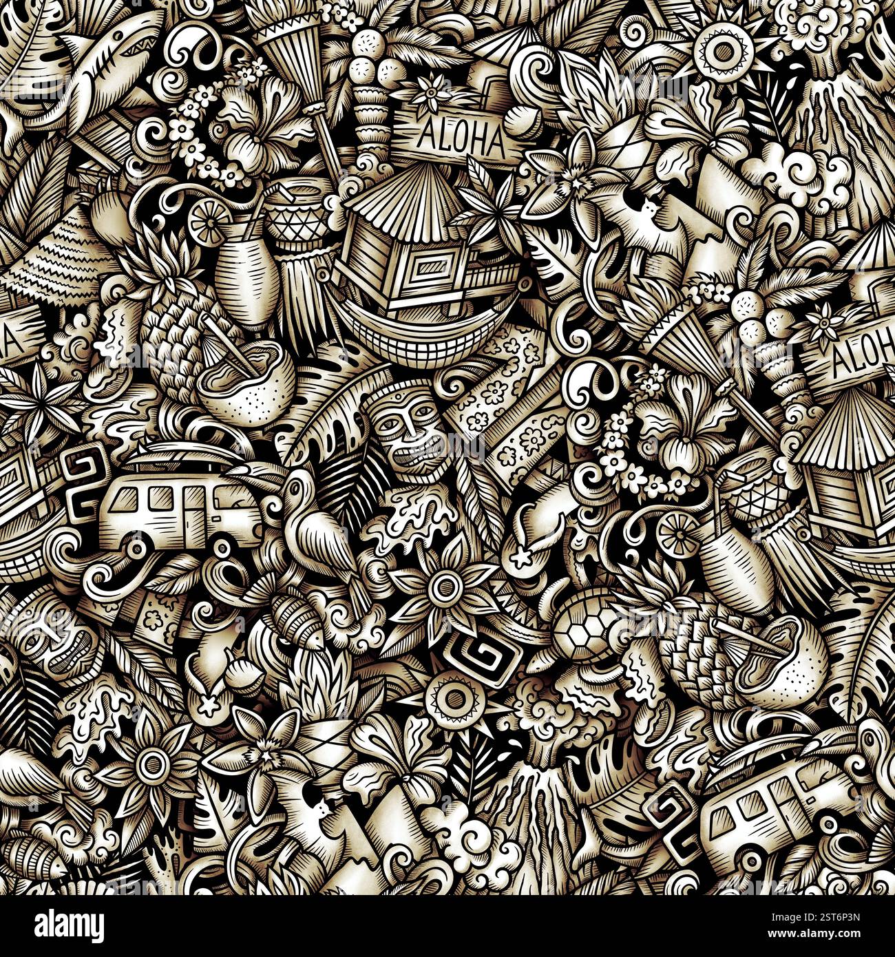 Hawaiian tiki mask seamless hi-res stock photography and images - Alamy