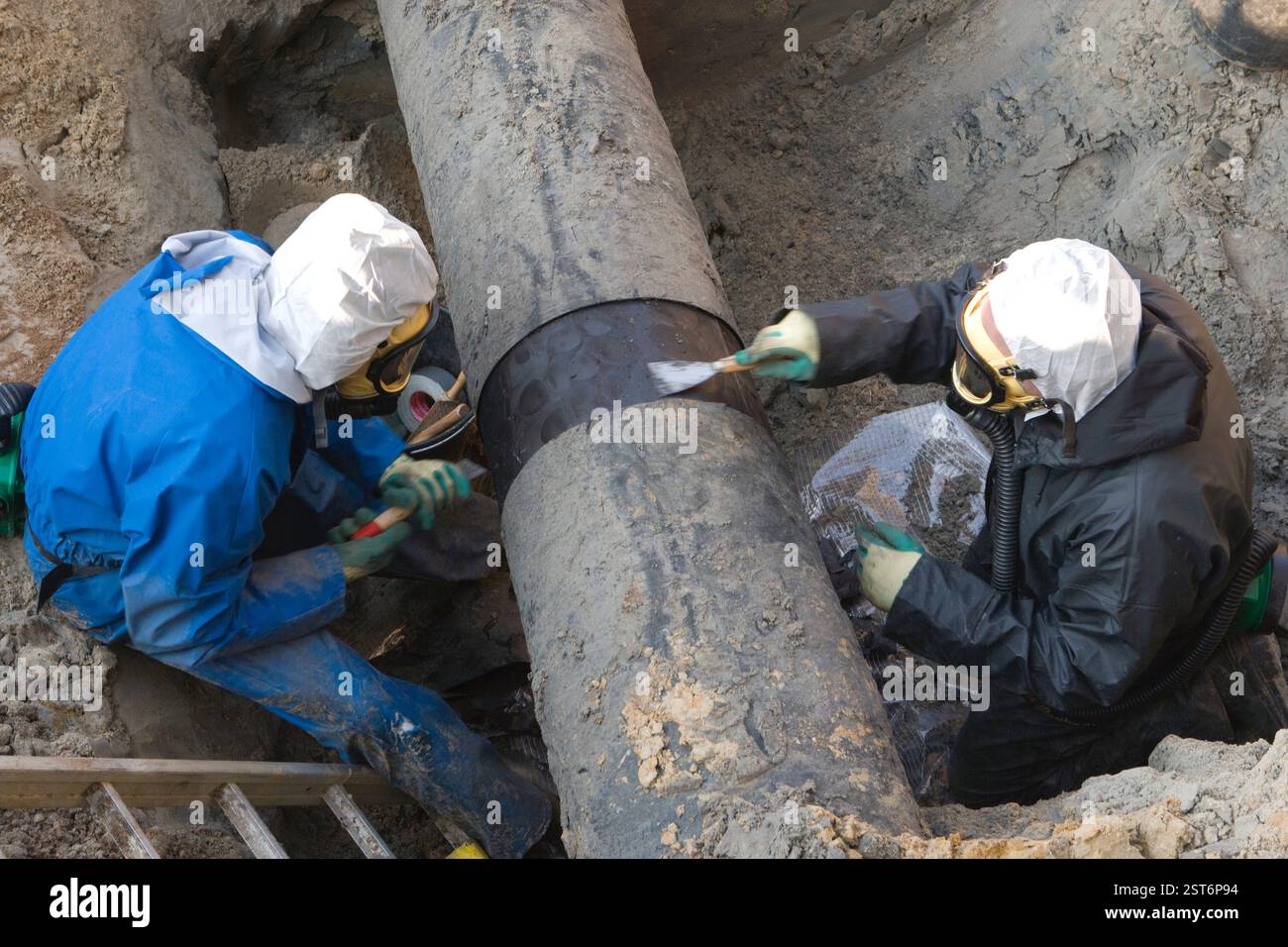 Asbestos removal and disposal of a pipeline. Remediation pipeline Stock Photo - Alamy